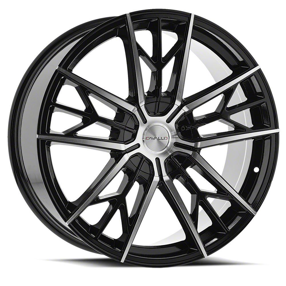 Cavallo Mustang CLV-39 Gloss Black and Machined Wheel; 22x8.5; 38mm ...