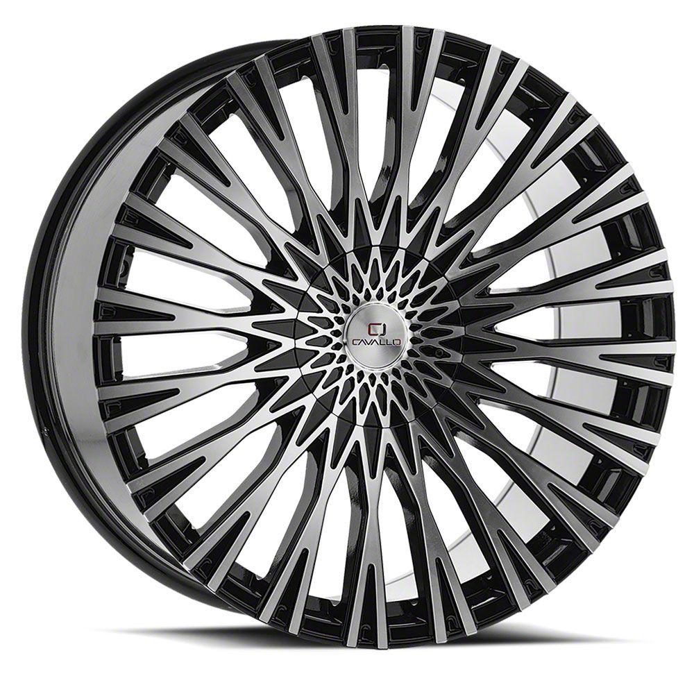 Cavallo Mustang CLV-40 Gloss Black and Machined Wheel; 20x8.5; 35mm ...