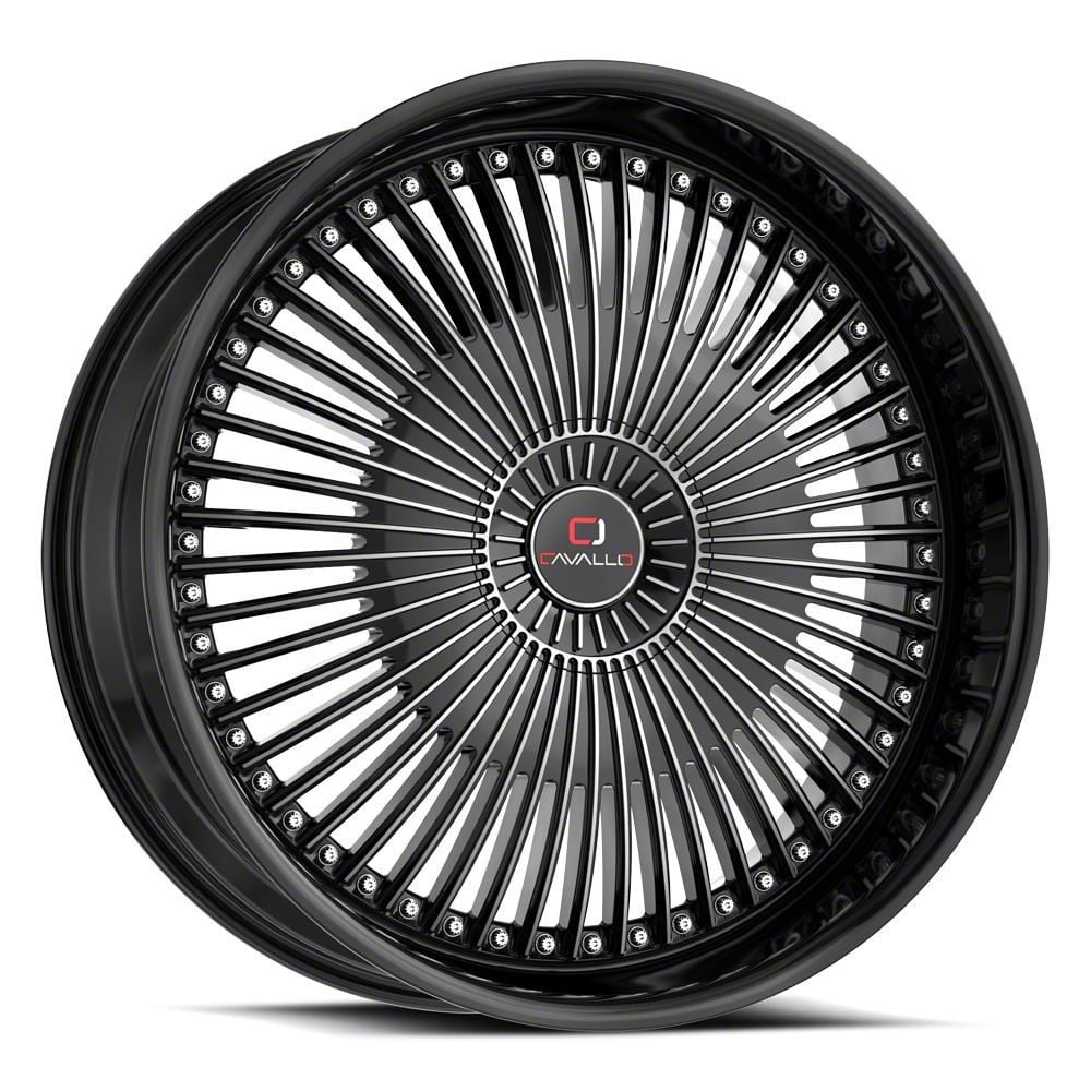 Cavallo Mustang CLV-41 Gloss Black and Machined Wheel; 18x8; 35mm ...