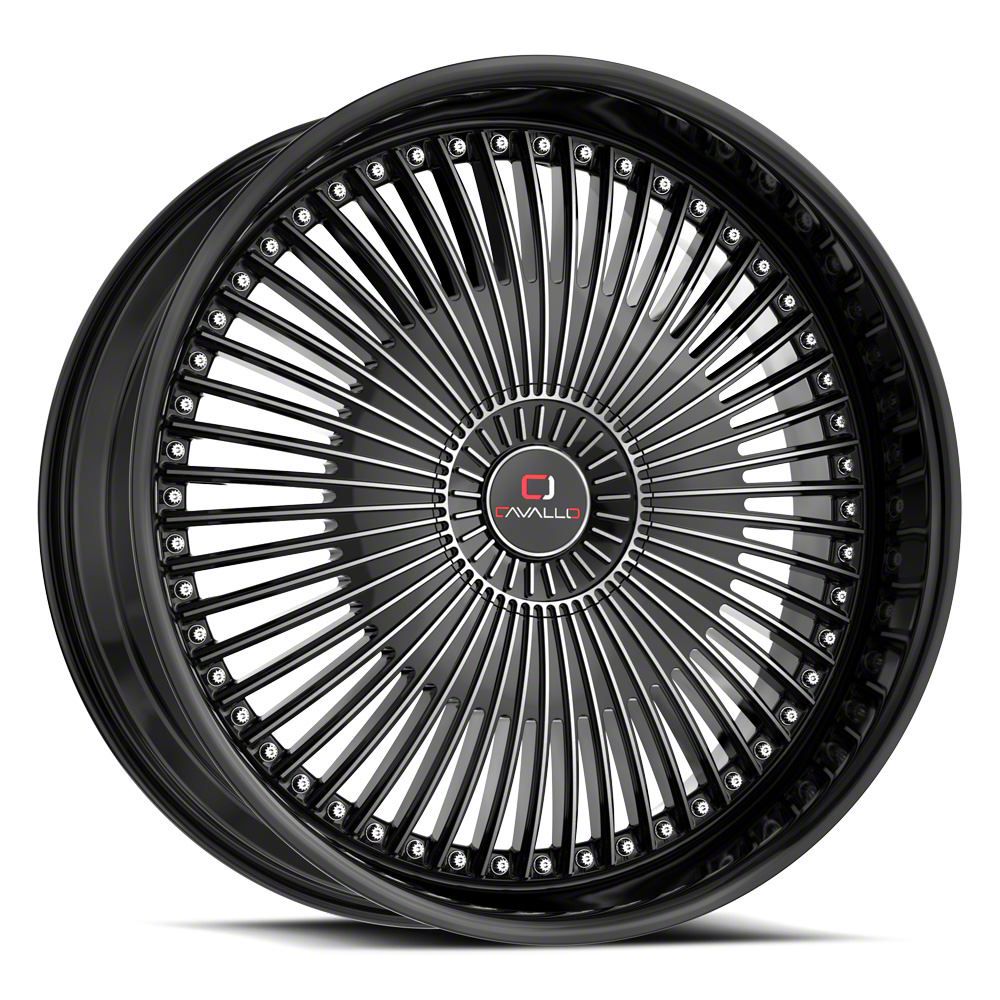 Cavallo Mustang CLV-41 Gloss Black and Machined Wheel; 20x8.5; 35mm ...
