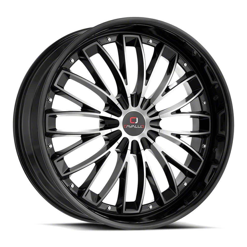 Cavallo Mustang CLV-42 Gloss Black and Machined Wheel; 20x8.5; 35mm ...