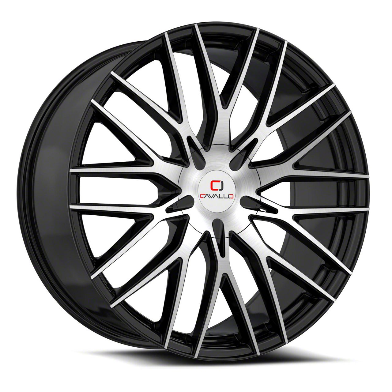 Cavallo Mustang CLV-45 Gloss Black and Machined Wheel; 18x8; 35mm ...