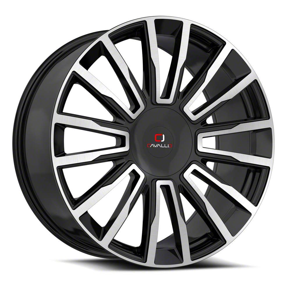 Cavallo Mustang CLV-47 Gloss Black and Machined Wheel; 20x8.5; 35mm ...