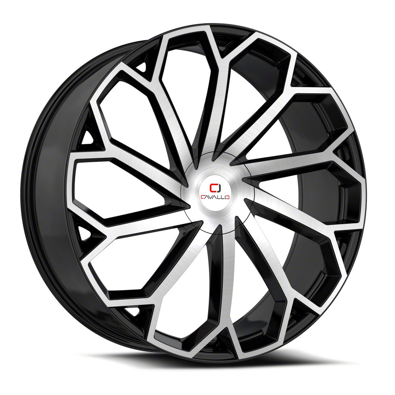 Cavallo Mustang CLV-51 Gloss Black and Machined Wheel; Rear Only; 22x8 ...