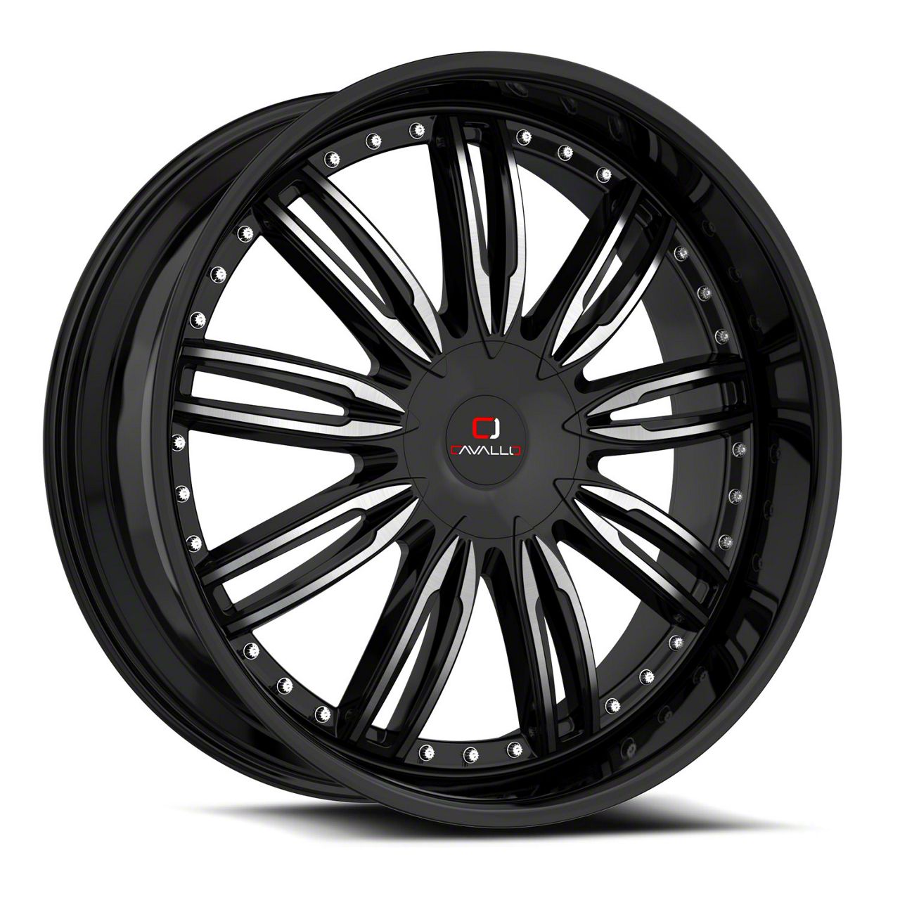Cavallo Mustang CLV-54 Gloss Black and Machined Wheel; 20x8.5; 35mm ...