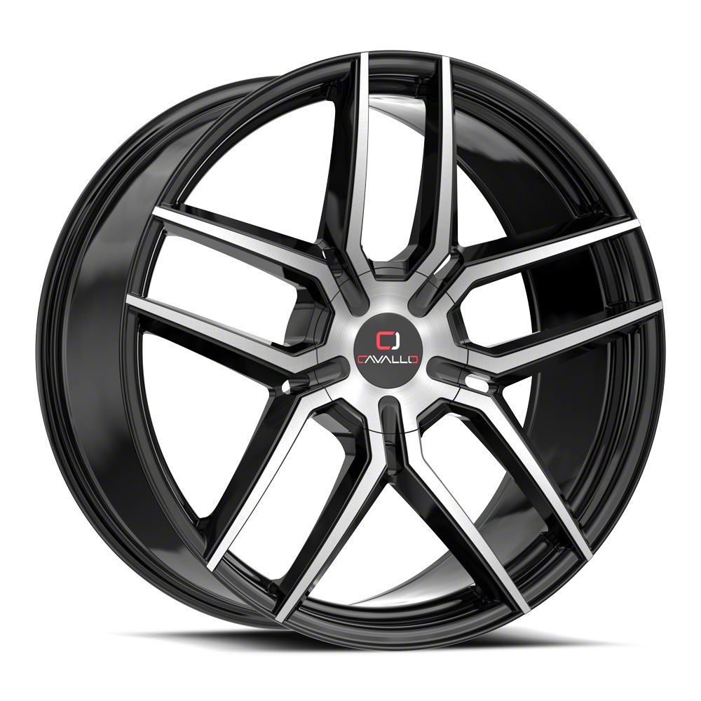 Cavallo Mustang CLV-55 Gloss Black and Machined Wheel; 18x8; 35mm ...
