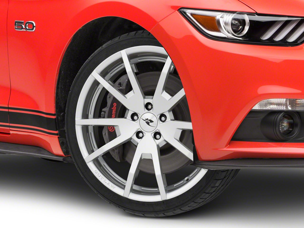Mustang Outlaw HiHo Silver Wheel; Rear Only; 20x10; 41mm Offset (15-23 ...