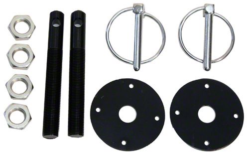 Camaro Aluminum Hood Pin Kit; Black (Universal; Some Adaptation May Be ...