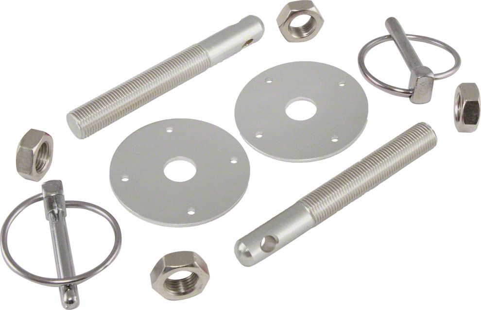 Camaro Aluminum Hood Pin Kit; Silver (Universal; Some Adaptation May Be ...
