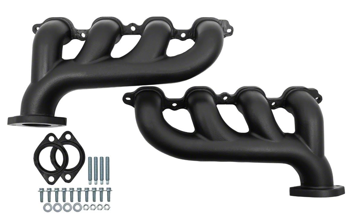 Camaro Gen V LT Cast Iron Exhaust Manifolds; Ceramic Black - Free Shipping
