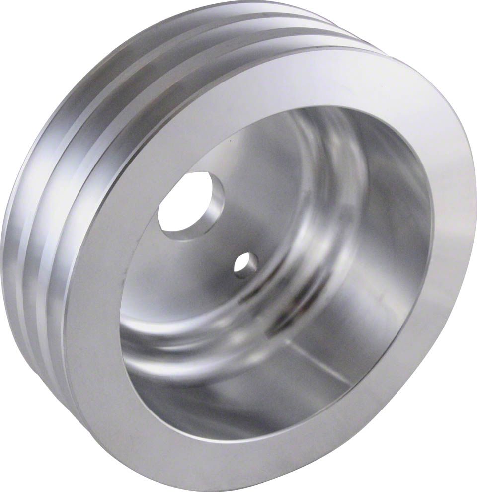 Camaro Small Block Chevy 3-Groove Long Crank Pulley; Machined - Free ...