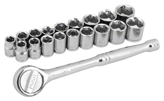 Challenger 3/8-Inch Drive Socket Set; 19-Piece Set; 6 Point