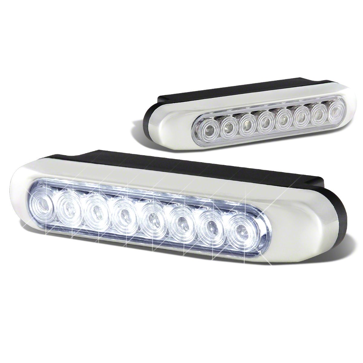 Challenger 8-LED Type-2 Rectangular Fog Lights; Clear (Universal; Some ...