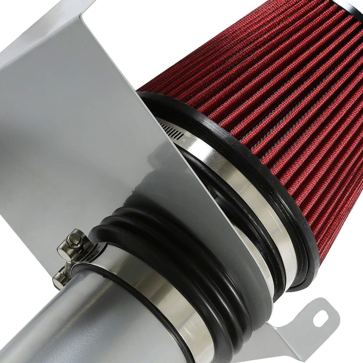 Challenger Aluminum Cold Air Intake with Red Filter; Silver (08-10 V8 ...