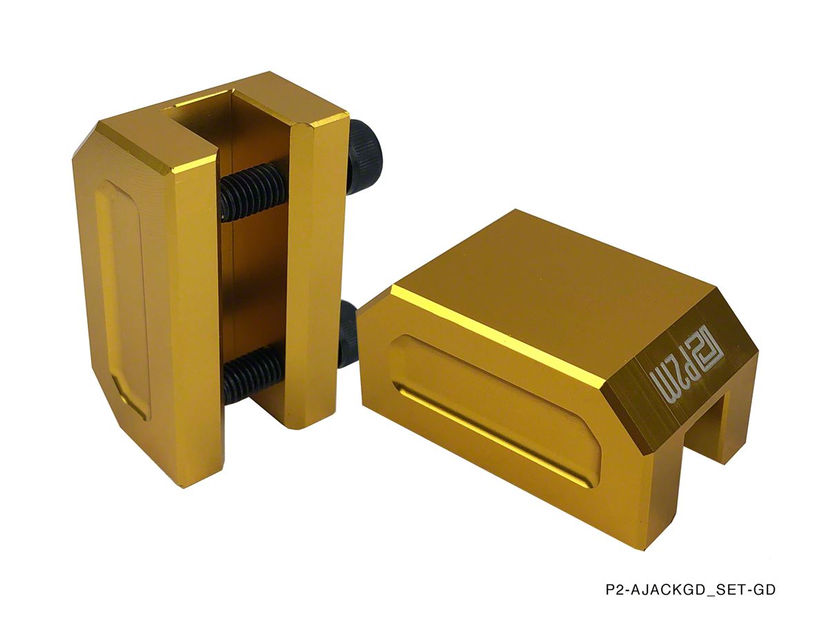 Challenger Billet Aluminum Frame Rail Jack Adapters; Gold (Universal ...