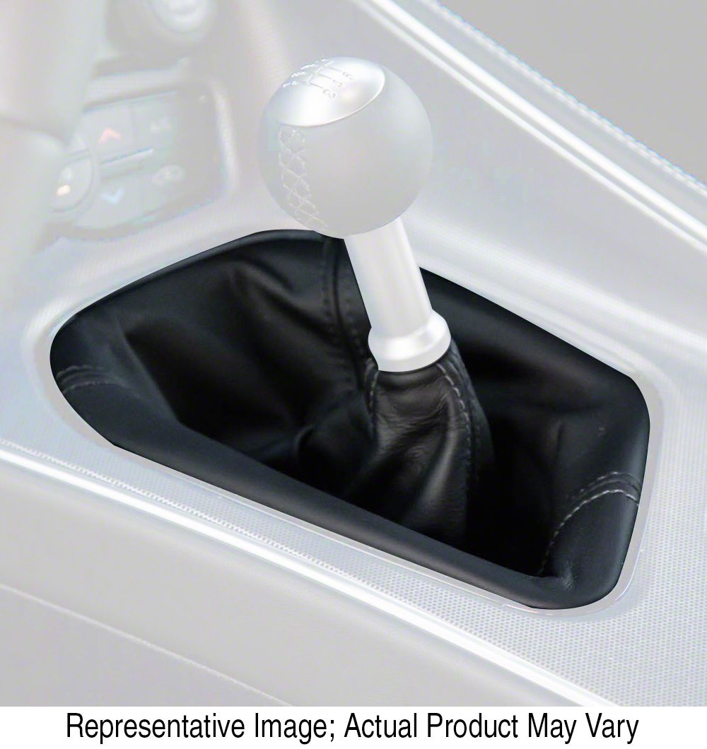 Challenger Manual Transmission Shifter Boot; Black Leather with Red ...