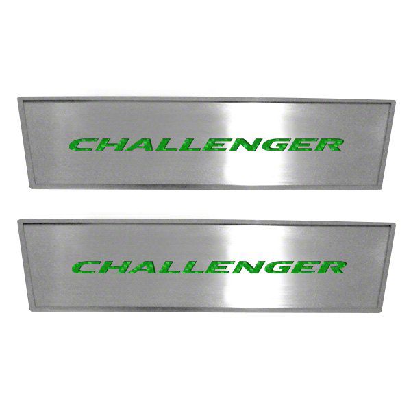 Challenger Brushed Door Badge Plate with Challenger Logo; Green Carbon ...