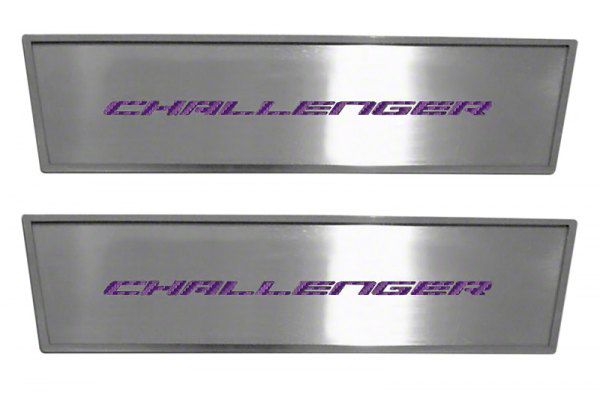 Challenger Brushed Door Badge Plate with Challenger Logo; Purple Carbon ...