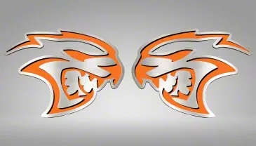 Challenger Brushed Hellcat Badges; HEMI Orange Inlay (15-23 Challenger ...