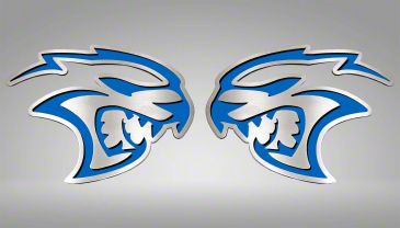 Challenger Brushed Hellcat Badges; MOPAR Blue Inlay (15-23 Challenger ...