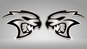 Challenger Brushed Hellcat Badges; Solid Black Inlay (15-23 Challenger ...