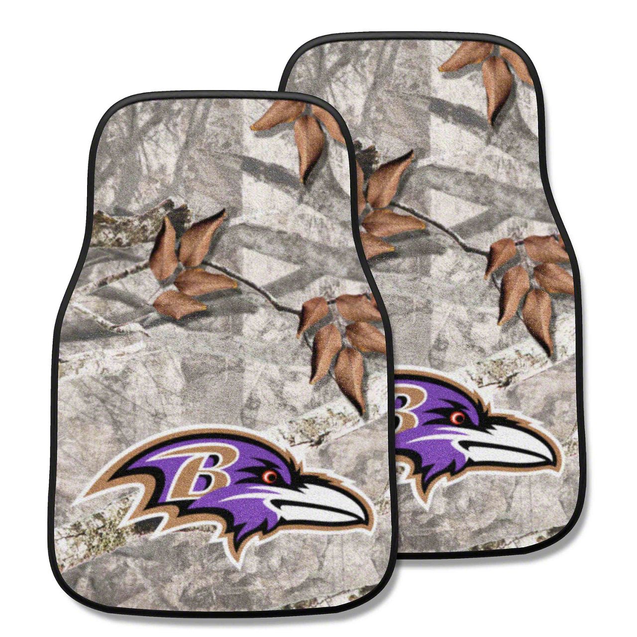 Challenger Carpet Front Floor Mats with Baltimore Ravens Logo; Camo ...