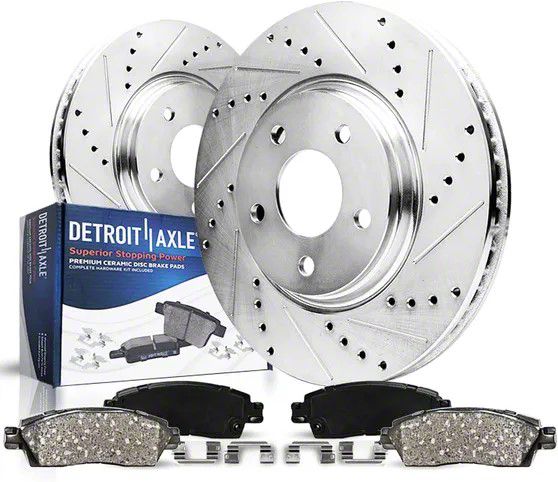 Challenger Drilled and Slotted Brake Rotor and Pad Kit; Rear (09-20 ...