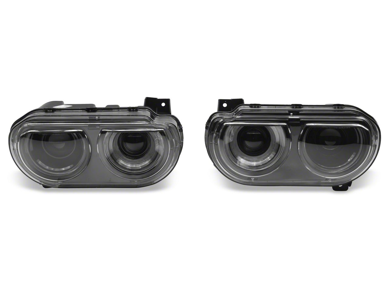 Challenger Dual Beam Projector Headlights; Black Housing; Smoked Lens ...