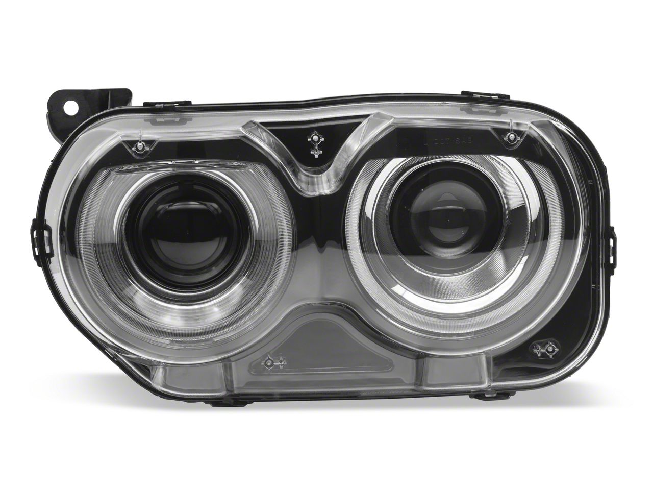 Challenger Dual Beam Projector Headlights; Black Housing; Smoked Lens ...