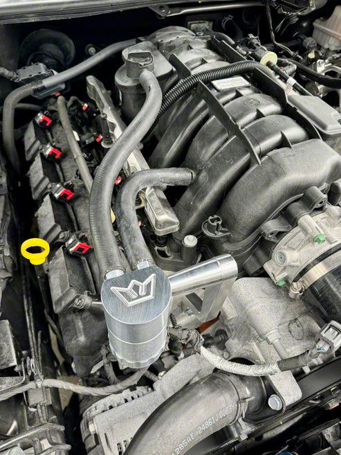 Challenger Elite Oil Catch Can with S Mount; Satin / Uncoated (08-23 V8 ...