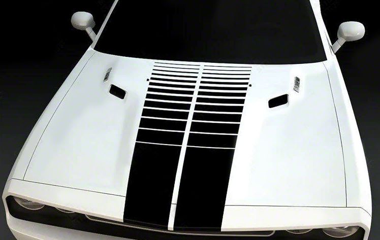 Challenger Emblem Hood Strobe Stripes; Gloss Black (15-18 Challenger ...