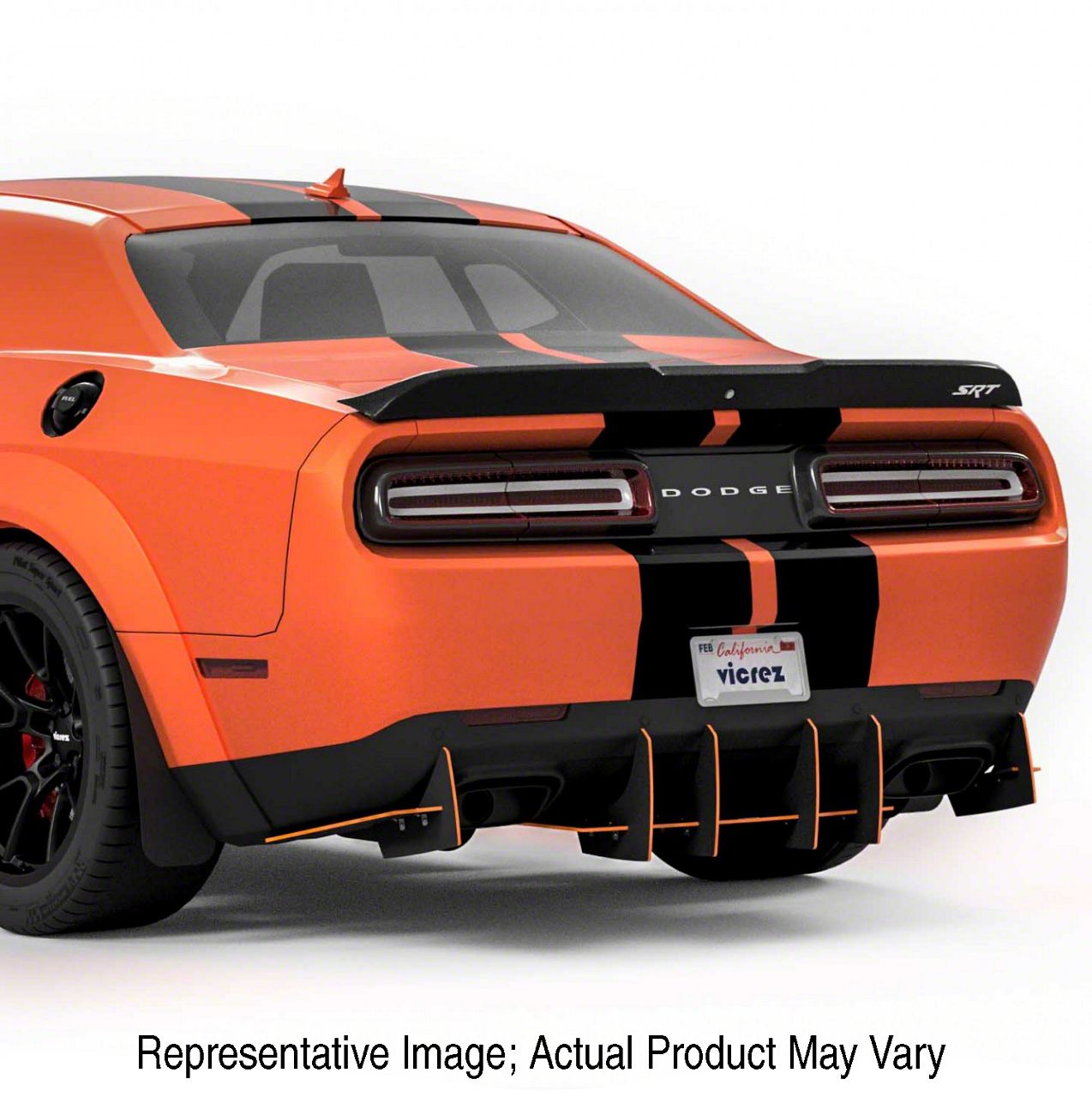 Challenger Genali VR2 Rear Diffuser; Gloss Carbon Fiber Vinyl (18-23 ...