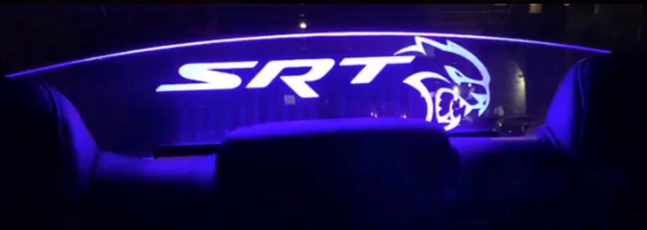 Challenger Glow Plate with Hellcat Logo; Clear; Blue Lighting Kit (08 ...