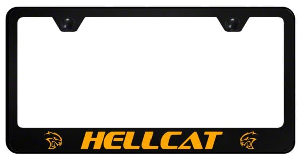 Challenger Hellcat License Plate Frame; Orange (Universal; Some ...