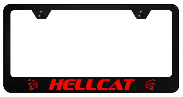 Challenger Hellcat License Plate Frame; Red (Universal; Some Adaptation ...