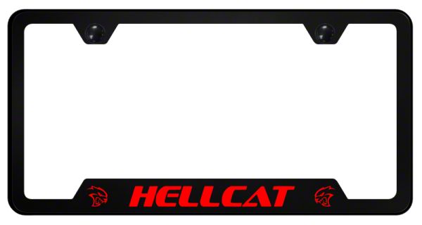 Challenger Hellcat Notched License Plate Frame; Red (Universal; Some ...