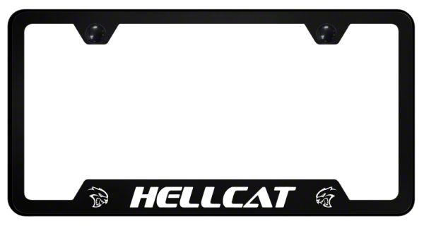 Challenger Hellcat Notched License Plate Frame; White (Universal; Some ...