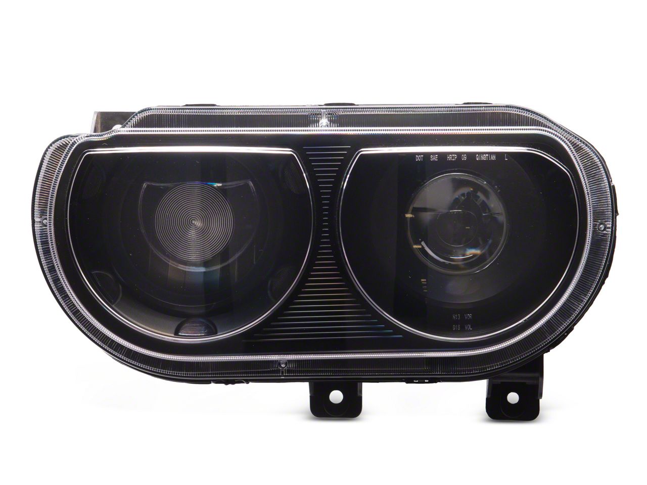 Challenger HID Projector Headlights with Clear Corners; Black Housing ...