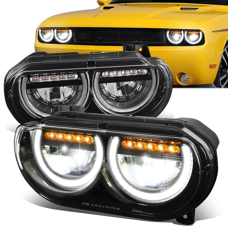 Challenger LED DRL Headlights; Black Housing; Clear Lens (08-14 ...