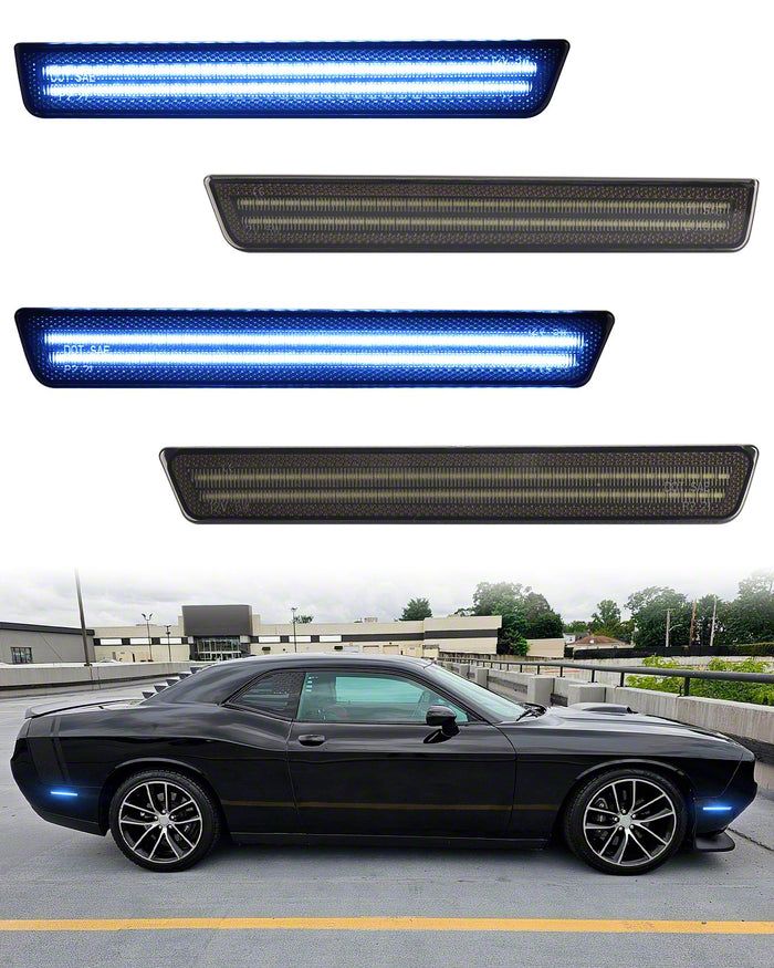 Challenger LED Side Markers; Blue; Smoked (15-23 Challenger, Excluding ...