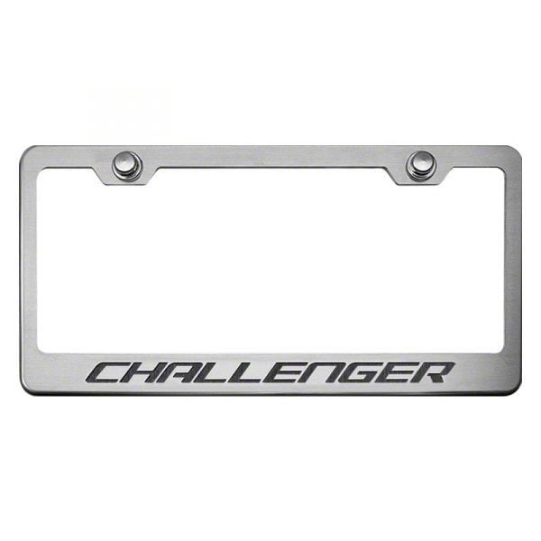 Challenger License Plate Frame with CHALLENGER Lettering; Brushed Black ...