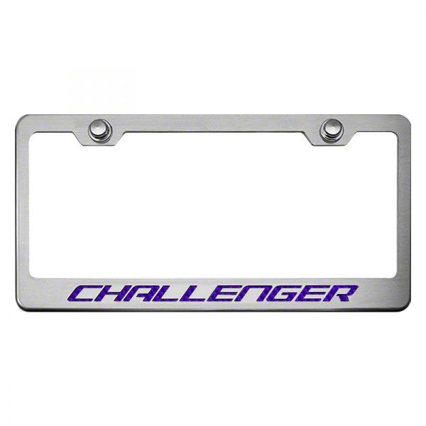 Challenger License Plate Frame with CHALLENGER Lettering; Purple Carbon ...