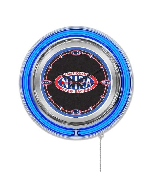Challenger NHRA Double Neon 15-Inch Clock; Blue Neon - Free Shipping