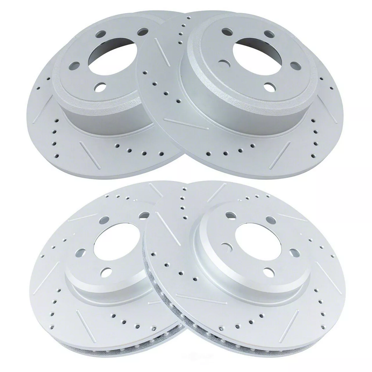 Challenger Performance Drilled and Slotted Rotors; Front and Rear (08 ...