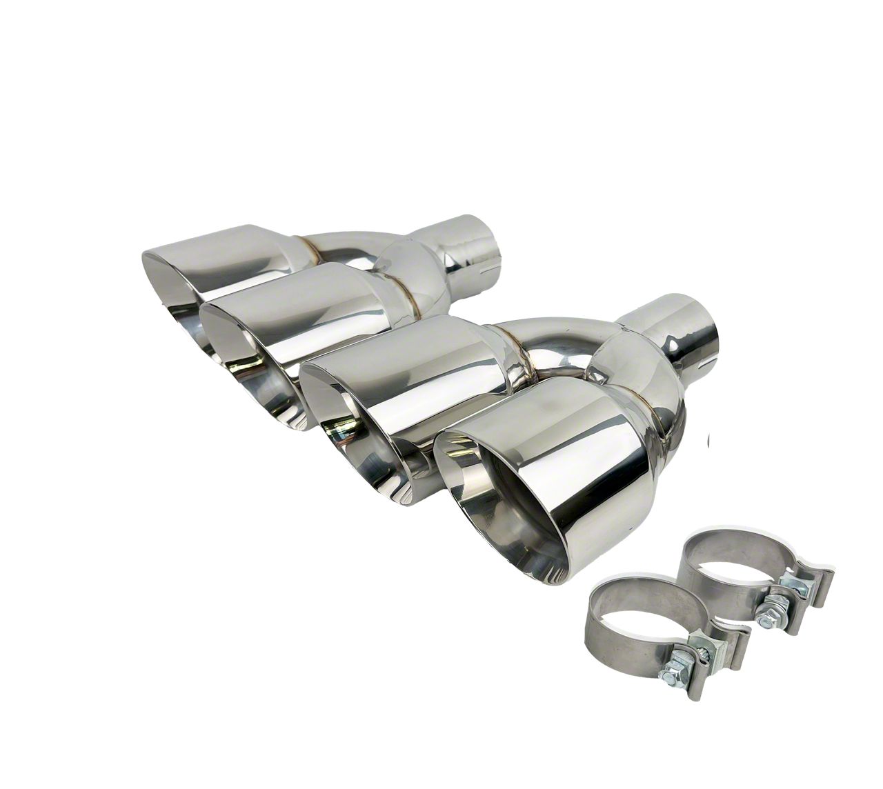 Challenger Quad Staggered Slant Cut Exhaust Tips; 4-Inch; Chrome ...
