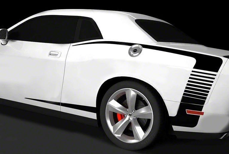 Challenger Rear Quarter Side C-Stripes; Matte Black (19-23 Challenger ...