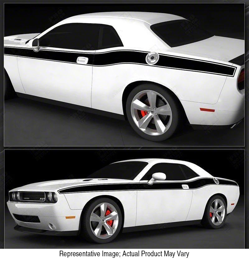 Challenger Solid CUDA Style Side Stripes; Gloss Red (15-18 Challenger ...
