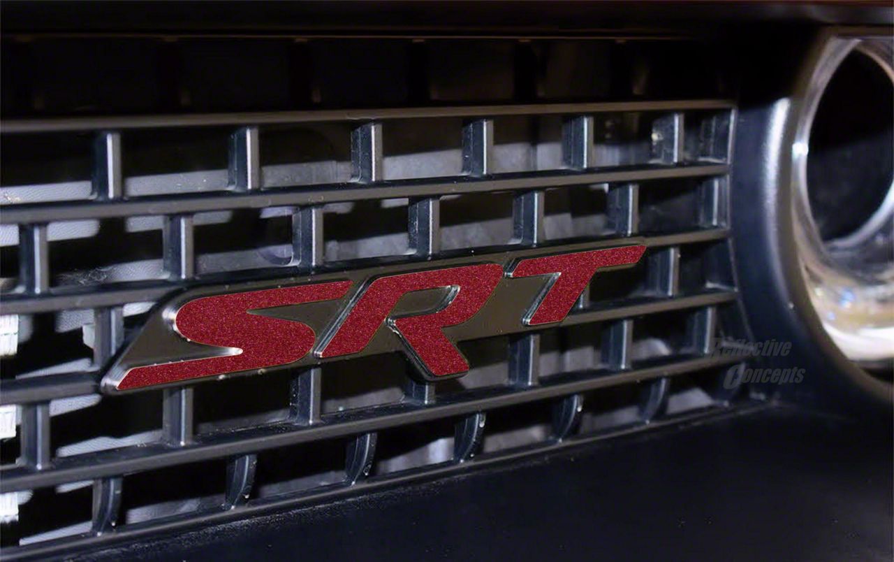 Challenger SRT Emblem Grille Overlay Decal; 6-Inch; Red Brown Metallic ...