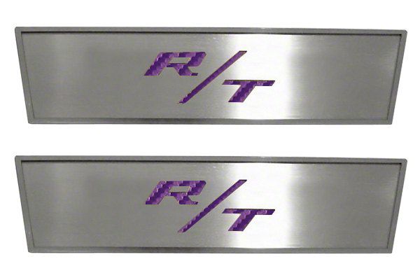 Challenger Stainless Door Badge Plate with R/T Logo; Purple Carbon ...