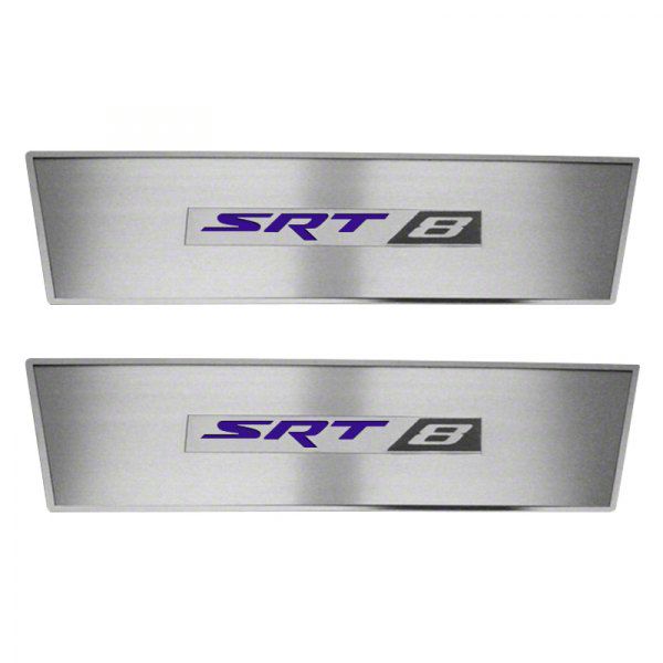 Challenger Stainless Door Badge Plate with SRT8 Logo; Plum Crazy (08-14 ...